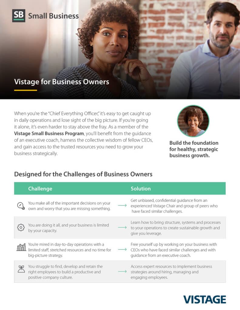 Small Business Program: Coaching Owners | Vistage